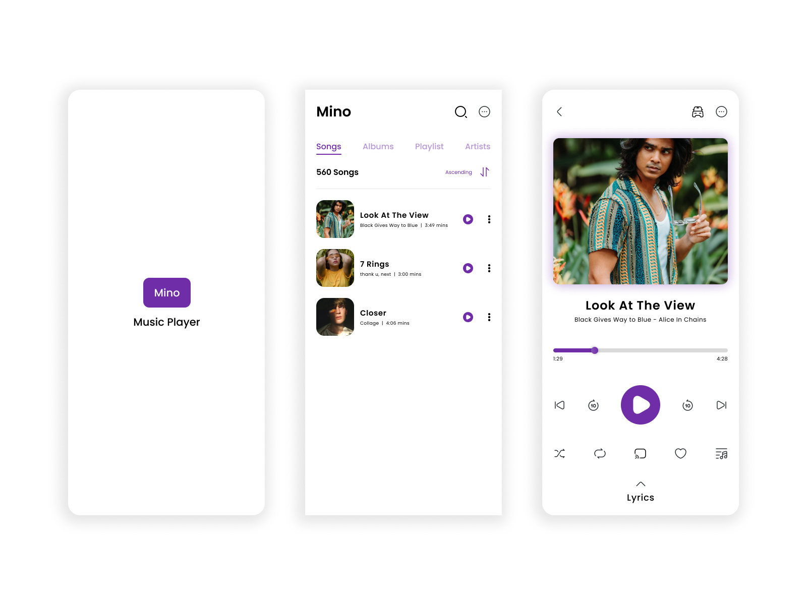 mino music app by Mohemedjaved Sheik Murad on Dribbble