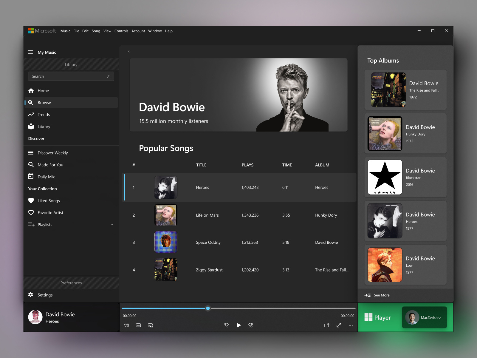 WinUI Music Player by Zack MacTavish on Dribbble