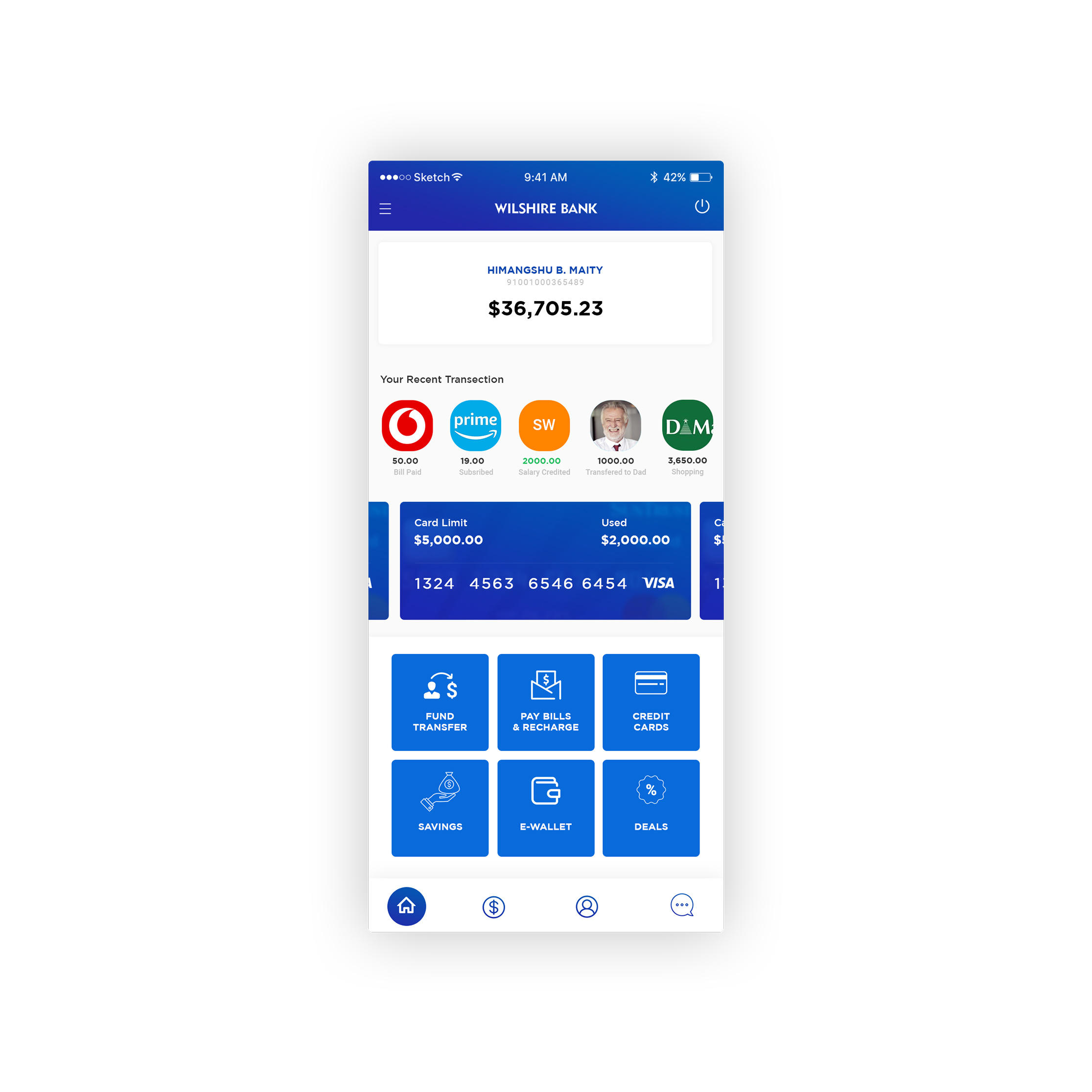 Banking App Dashboard by Himangshu Maity on Dribbble