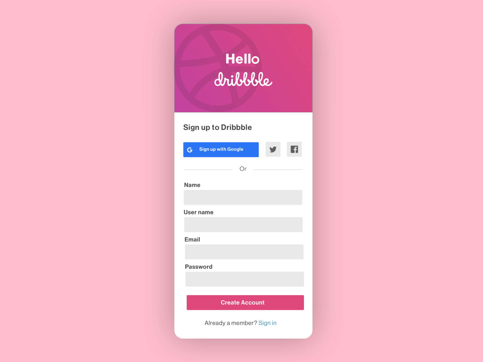 Hello Dribbble - Sign up by Saki Kurano on Dribbble