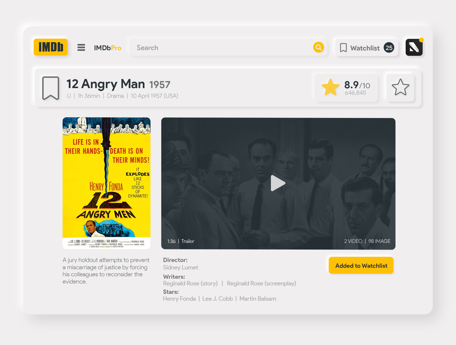 IMDb Screenshot - Neumorphism UI by Nam Phuong on Dribbble