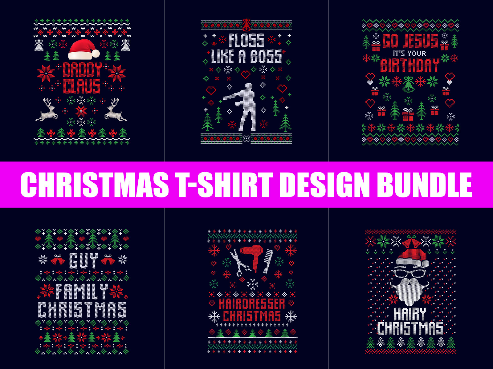 Christmas T-Shirt Design Bundle by Alex R. Xtar on Dribbble