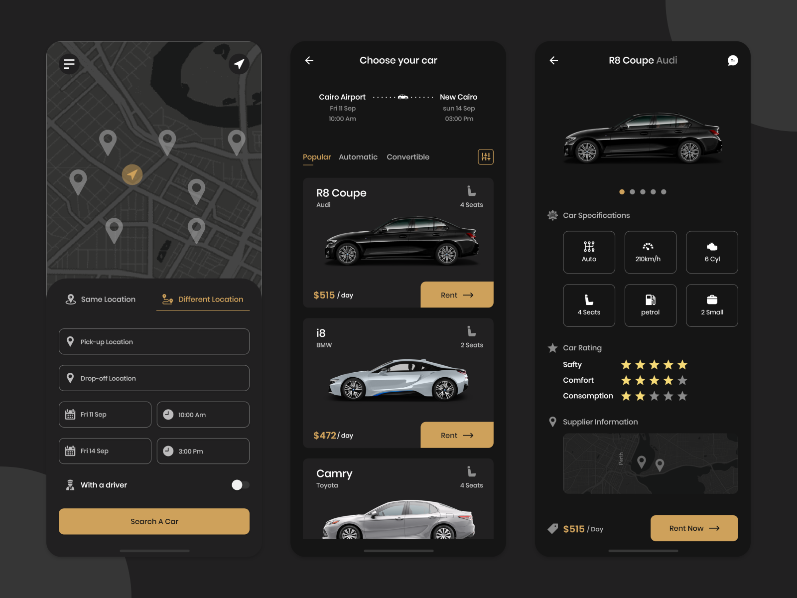 Car rental app by Mustafa Kamel on Dribbble