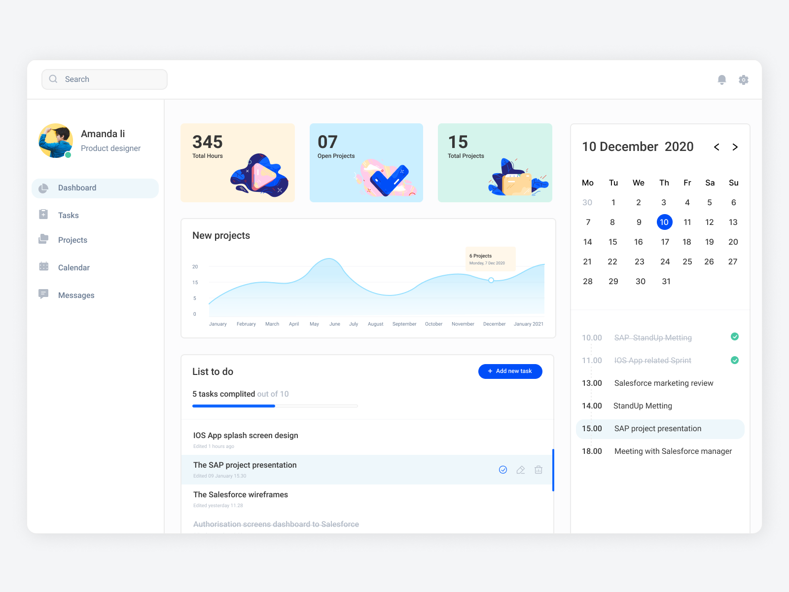 Daily tasks dashboard by Viktoriia Melenteva on Dribbble