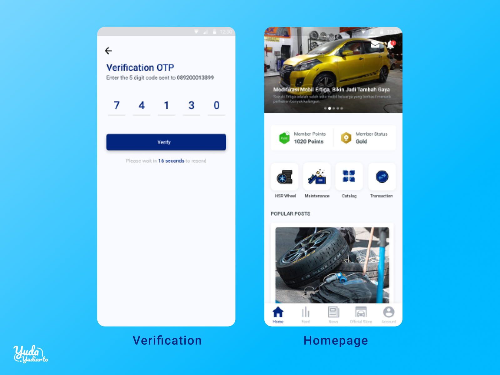 Mobile Apps - MR HSR - User Interface Homepage - Verification by Yuda ...
