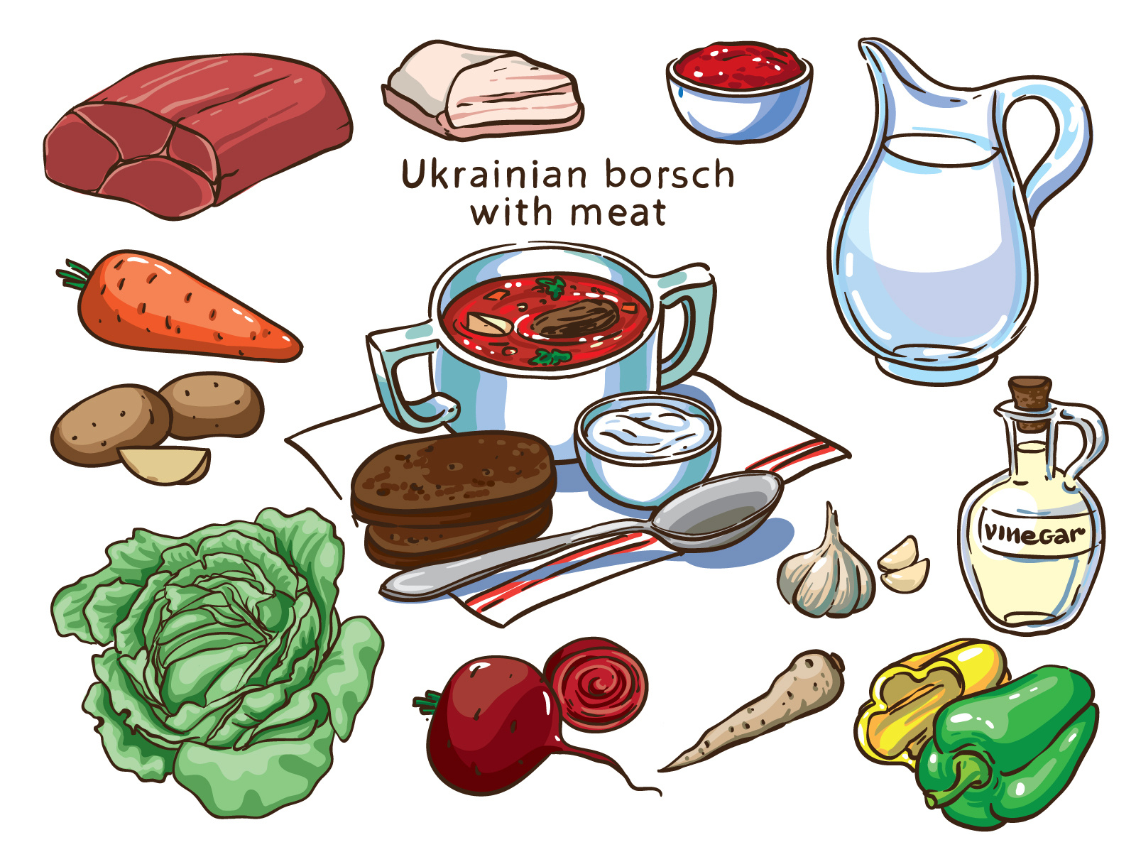 Ukrainian borsch with meat by Koliadina Oleksandra on Dribbble