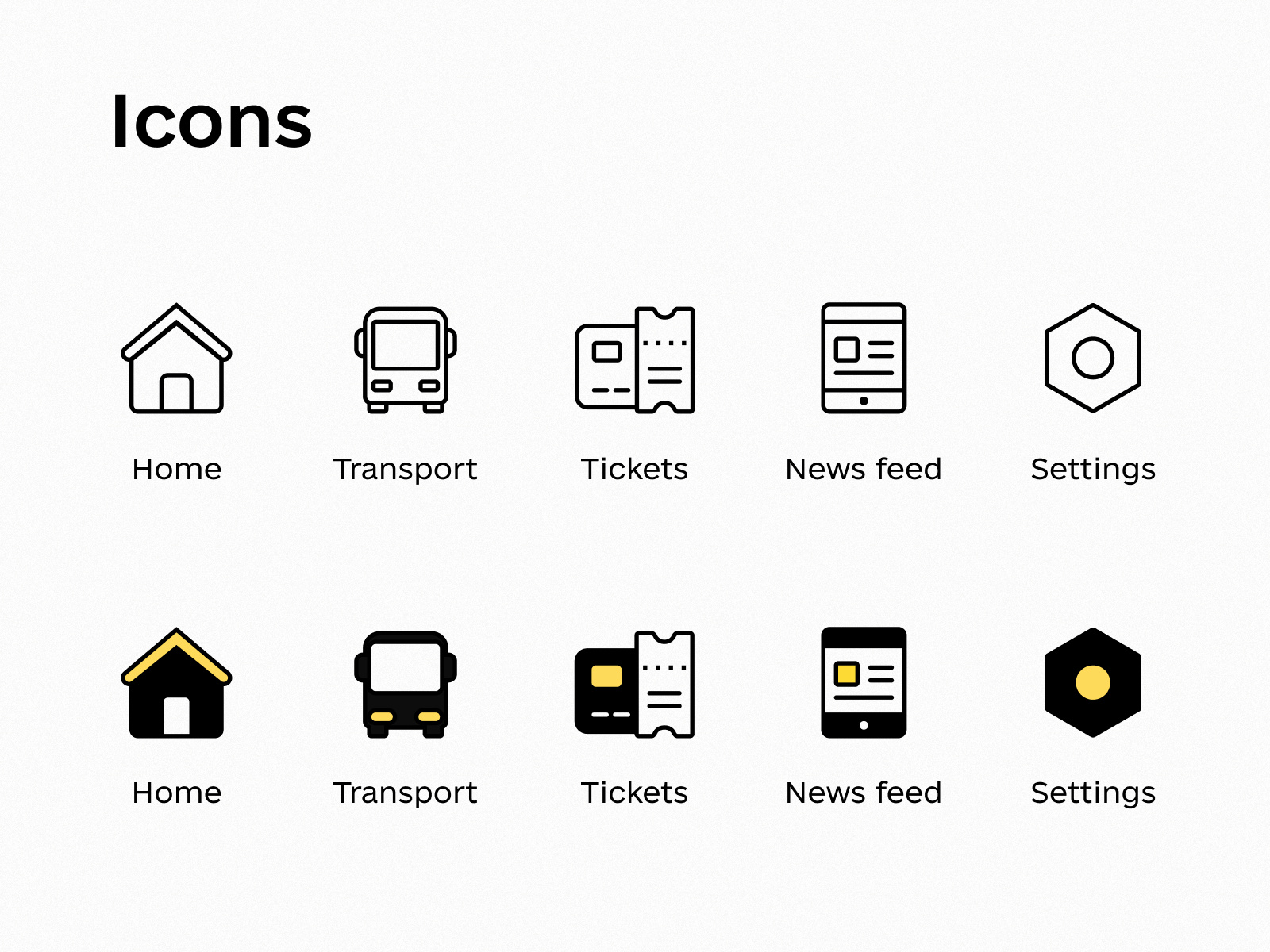 Icon set for transport mobile application by Nadiia Rudchenko on Dribbble