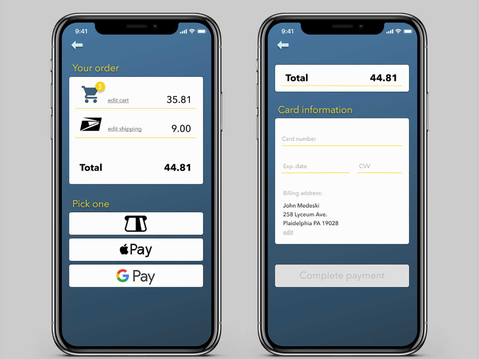 Simple Checkout Screen by Jim Hill on Dribbble