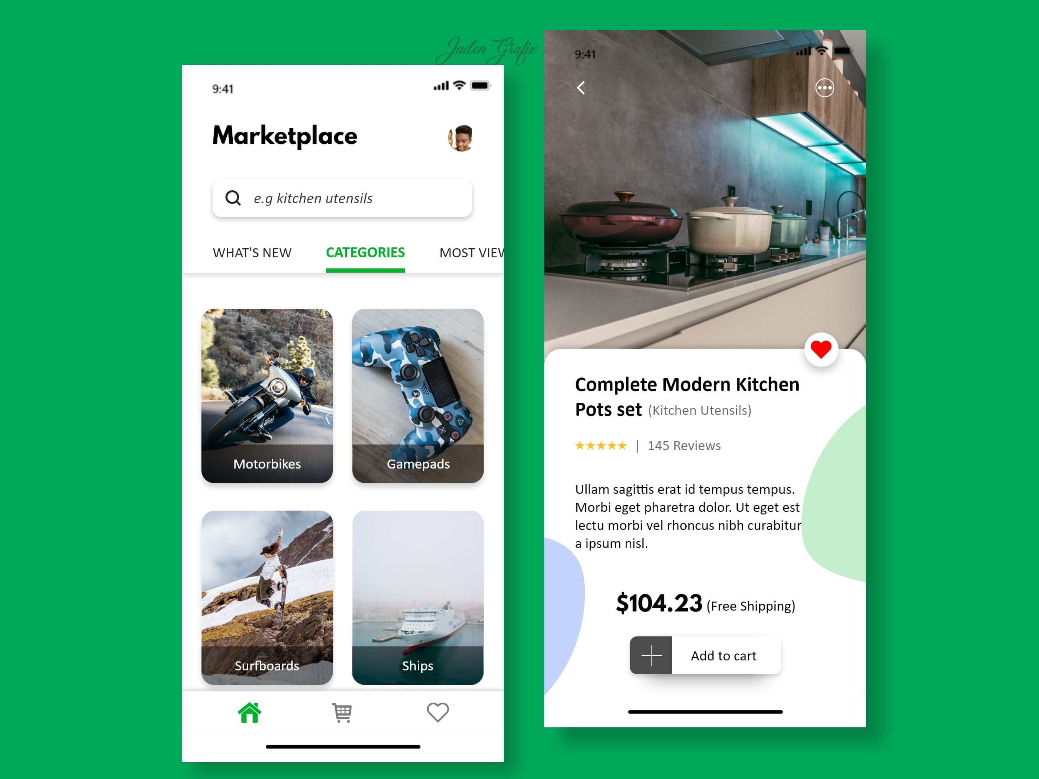 Marketplace App UI by Jaden Tega on Dribbble