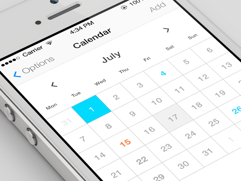 iOS7 Calendar by Diederik Eenschooten on Dribbble