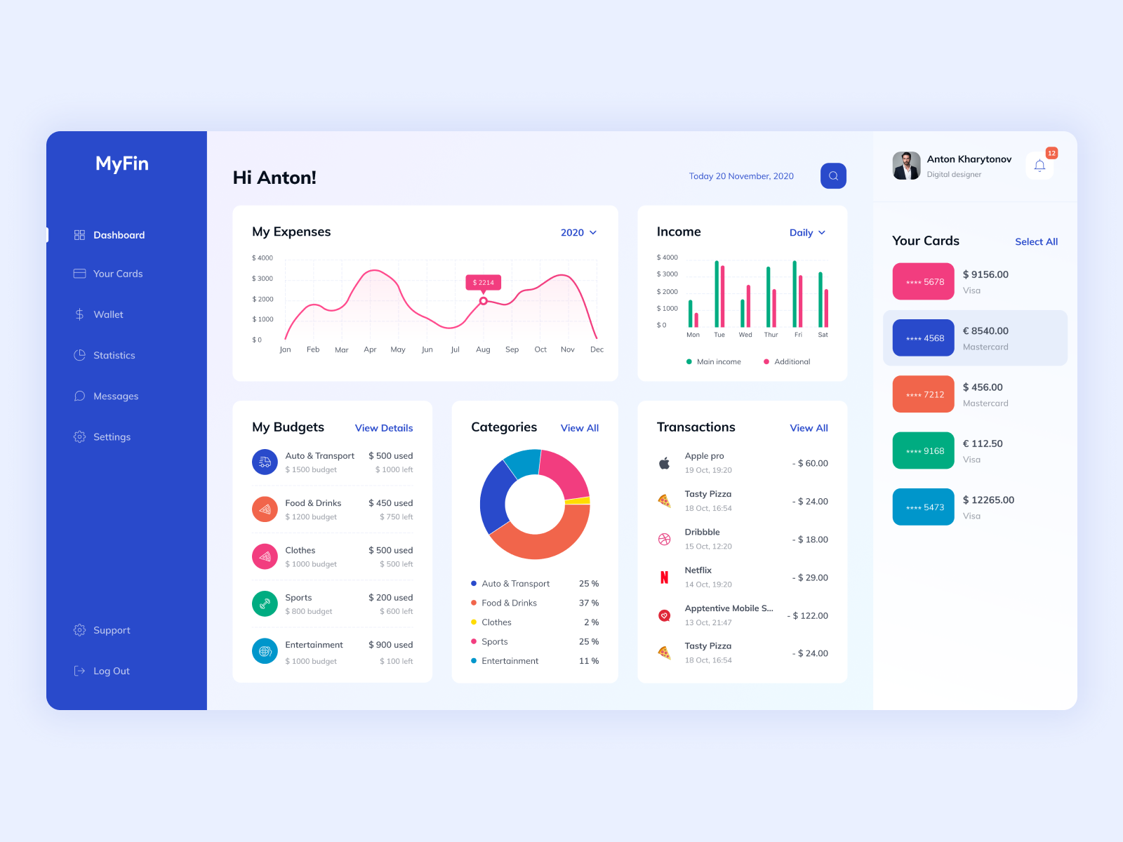MyFin Personal Financial Platform by ScrumLaunch on Dribbble