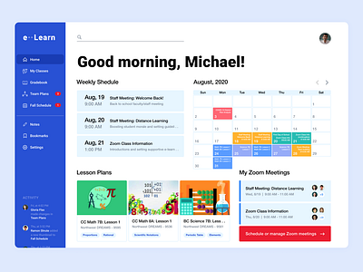 Distance Learning Dashboard for Educators by Irene Montalban on Dribbble