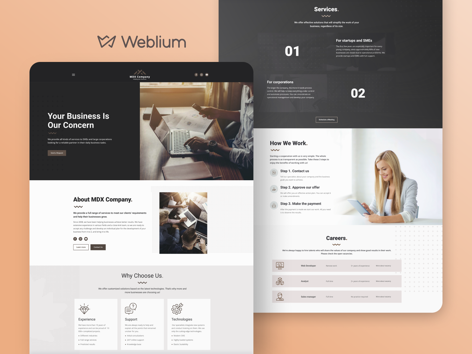 Business template by Weblium on Dribbble