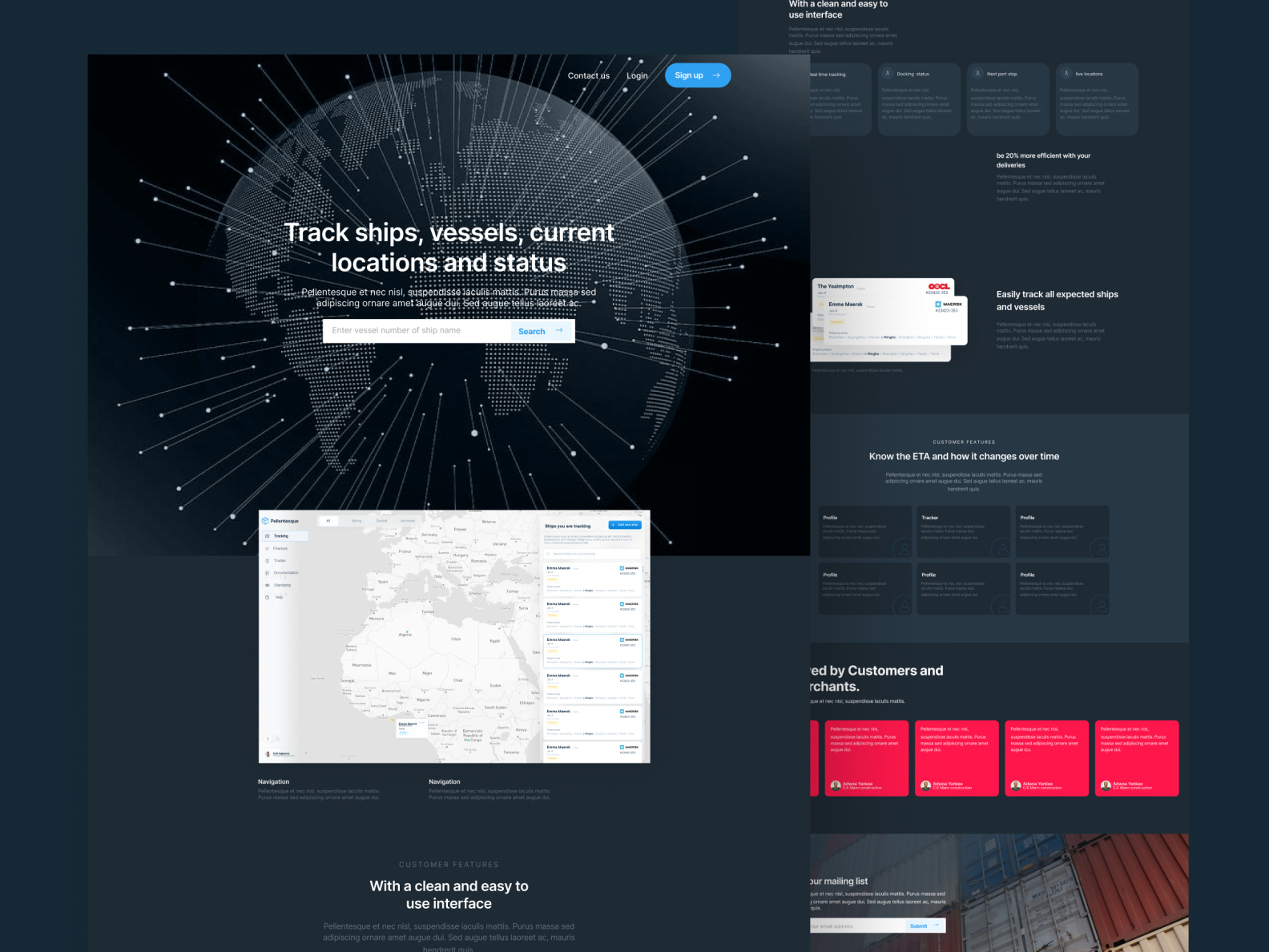 Ship tracking landing page by Richmond Agbavor on Dribbble