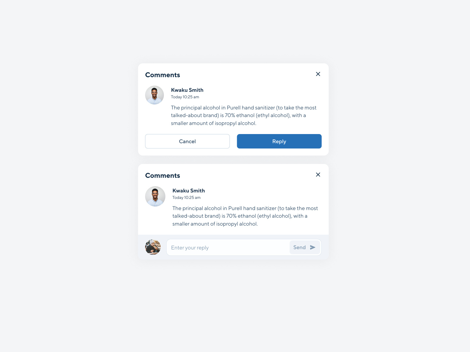 Comments modals by Richmond Agbavor on Dribbble