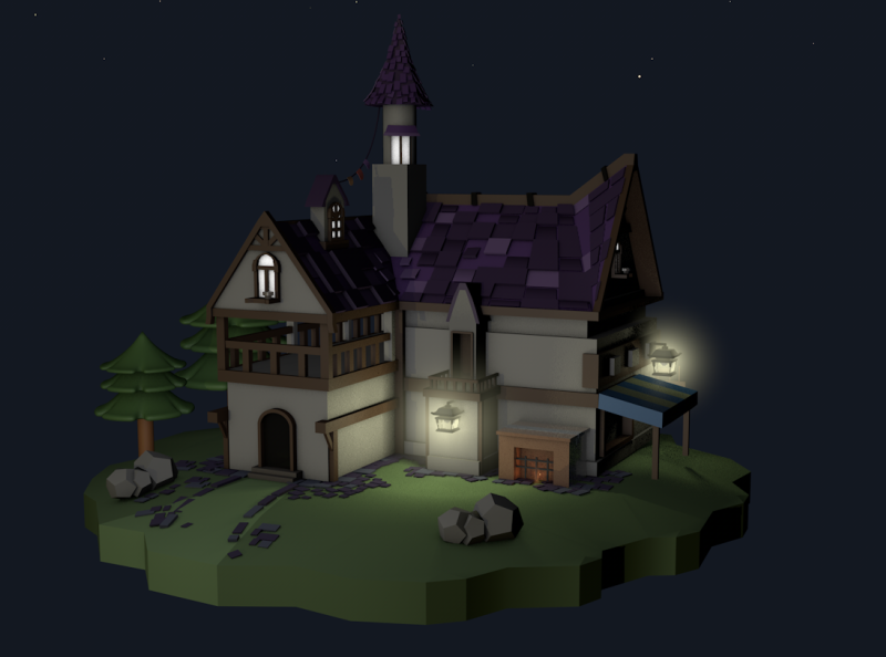 Cartoon Building（Evening） by Michael Shen on Dribbble