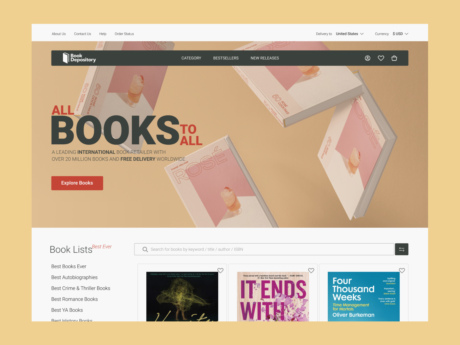Redesign Concept bookdepository website by Oksana on Dribbble