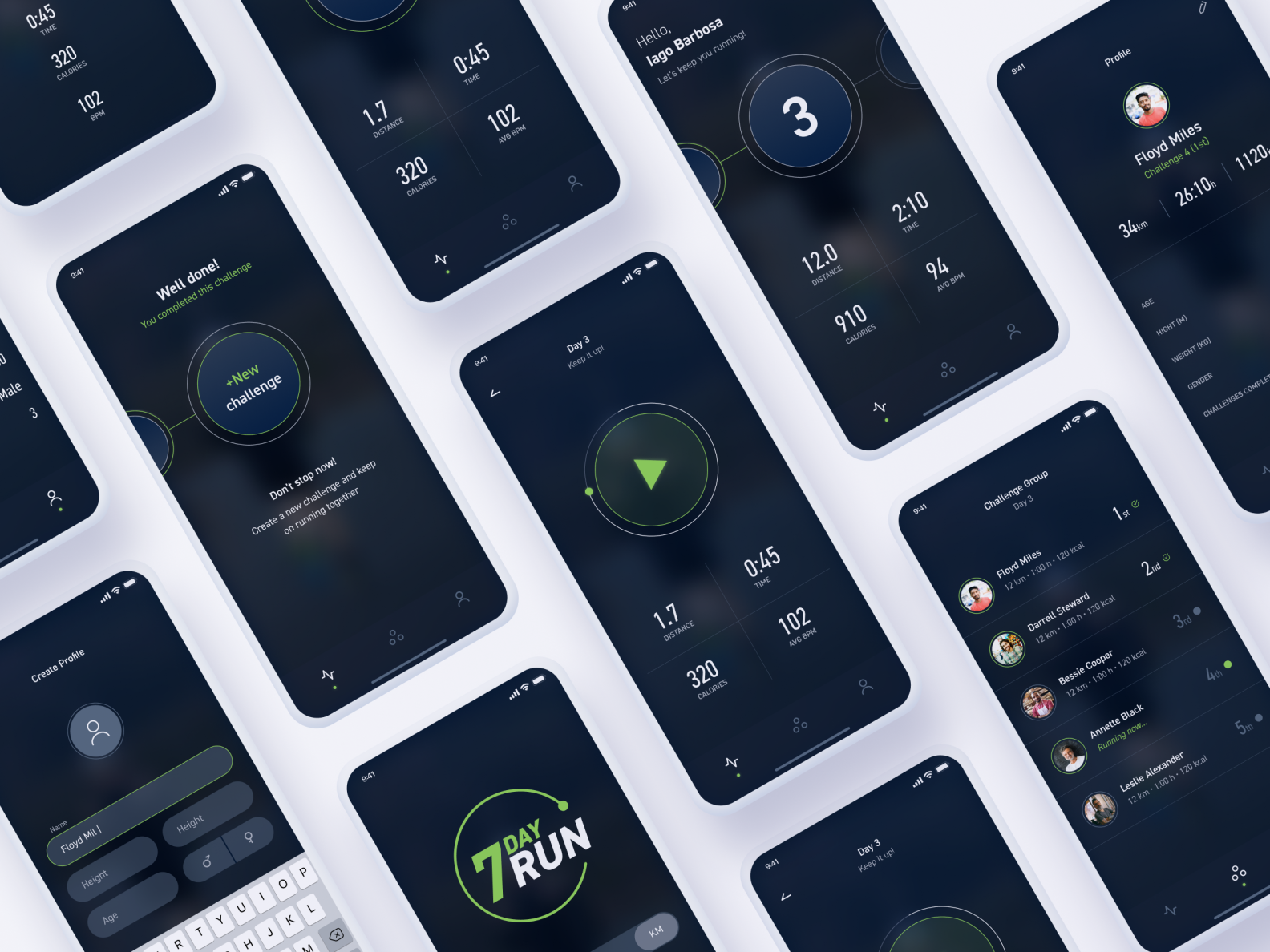 7 Day Run - Running App by Iago Barbosa on Dribbble