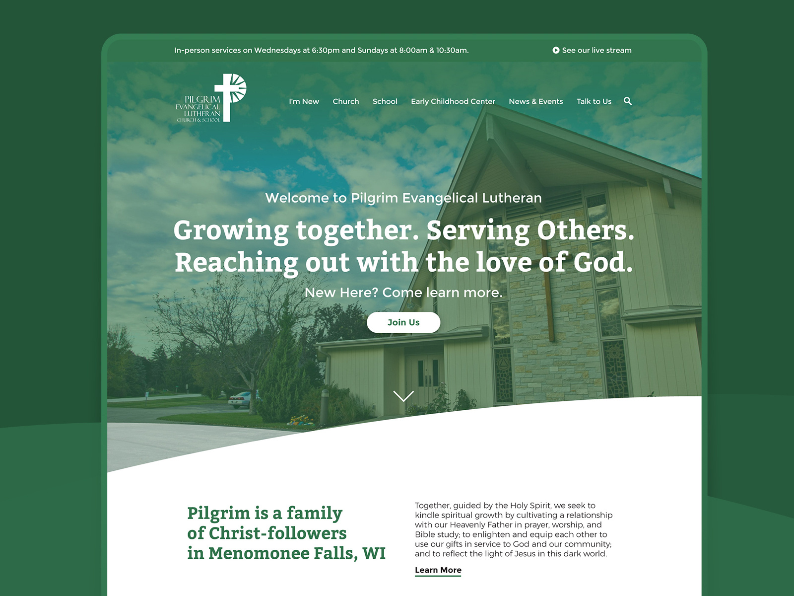 Pilgrim Church Website in Wisconsin by Alexander Ramsey on Dribbble