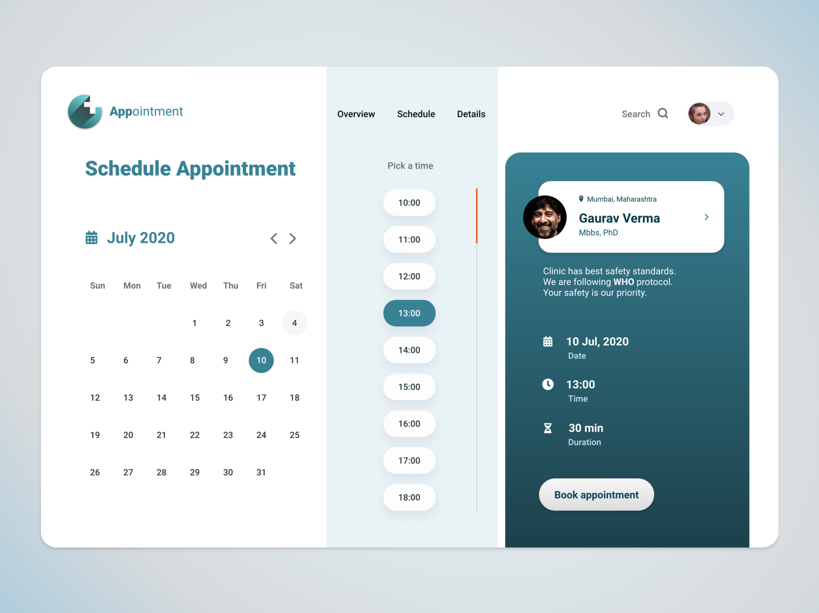 Schedule Appointment by Srishti Chandra on Dribbble