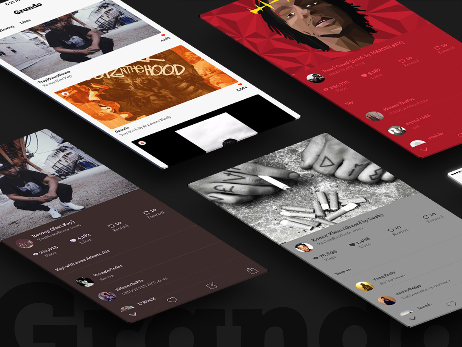 Grando: Rap Music Discovery App by Jamil Bonnick on Dribbble