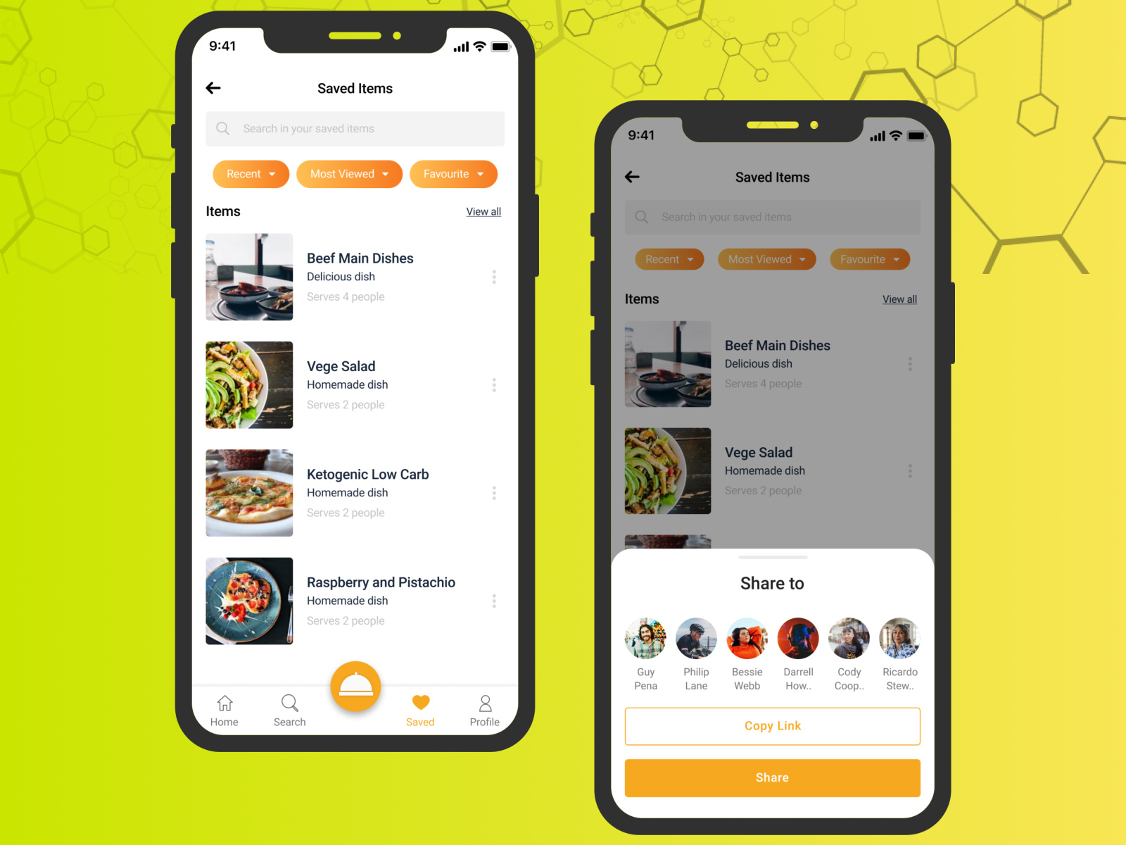 Food saved items screen by AJ Kumar on Dribbble