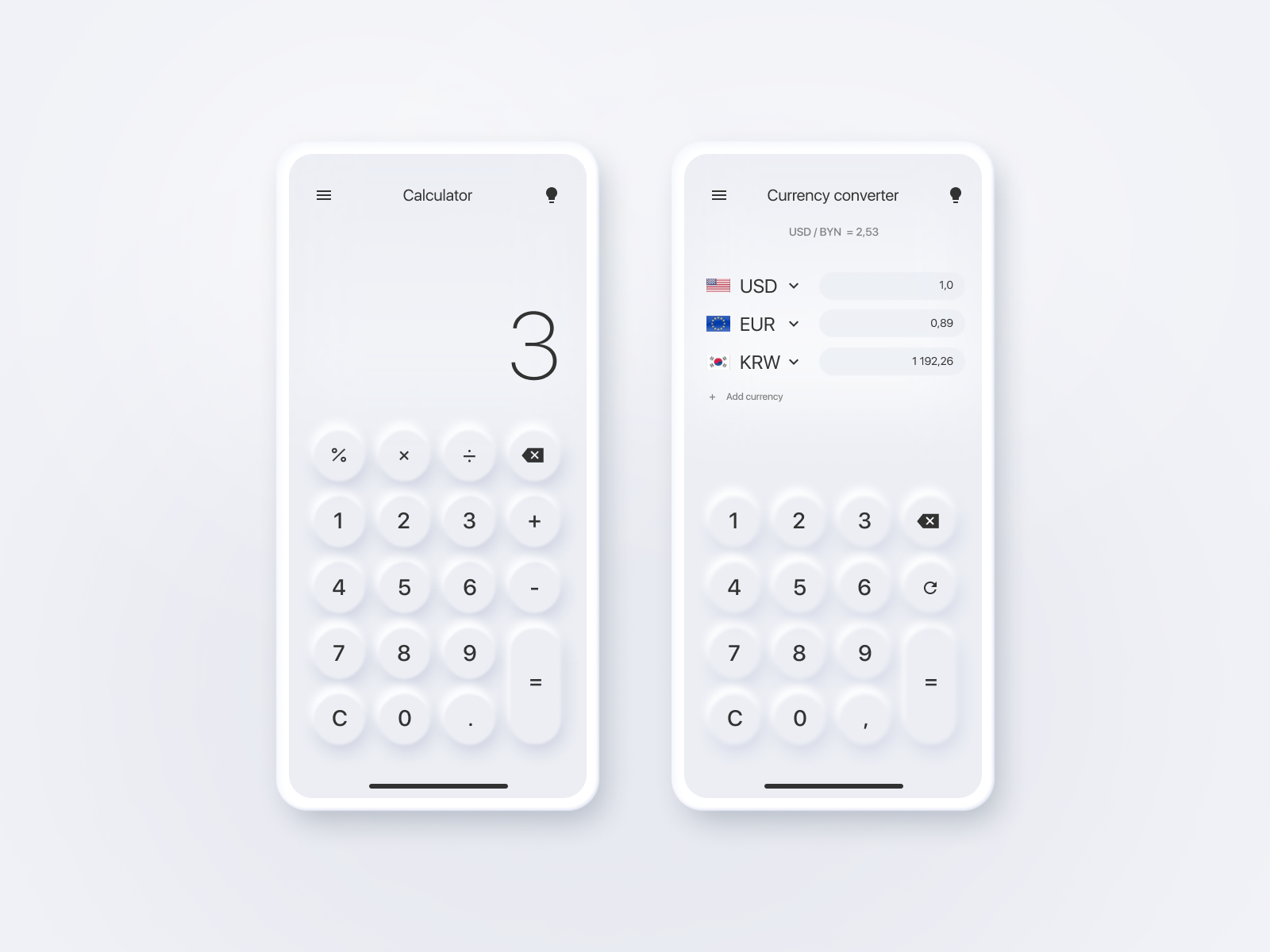 Daily UI Challenge #004 - Calculator & Сurrency converter (day) by ...