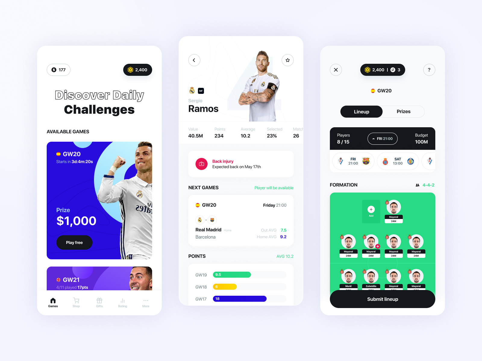 Football manager mobile app by Gavrisov Dmitri on Dribbble