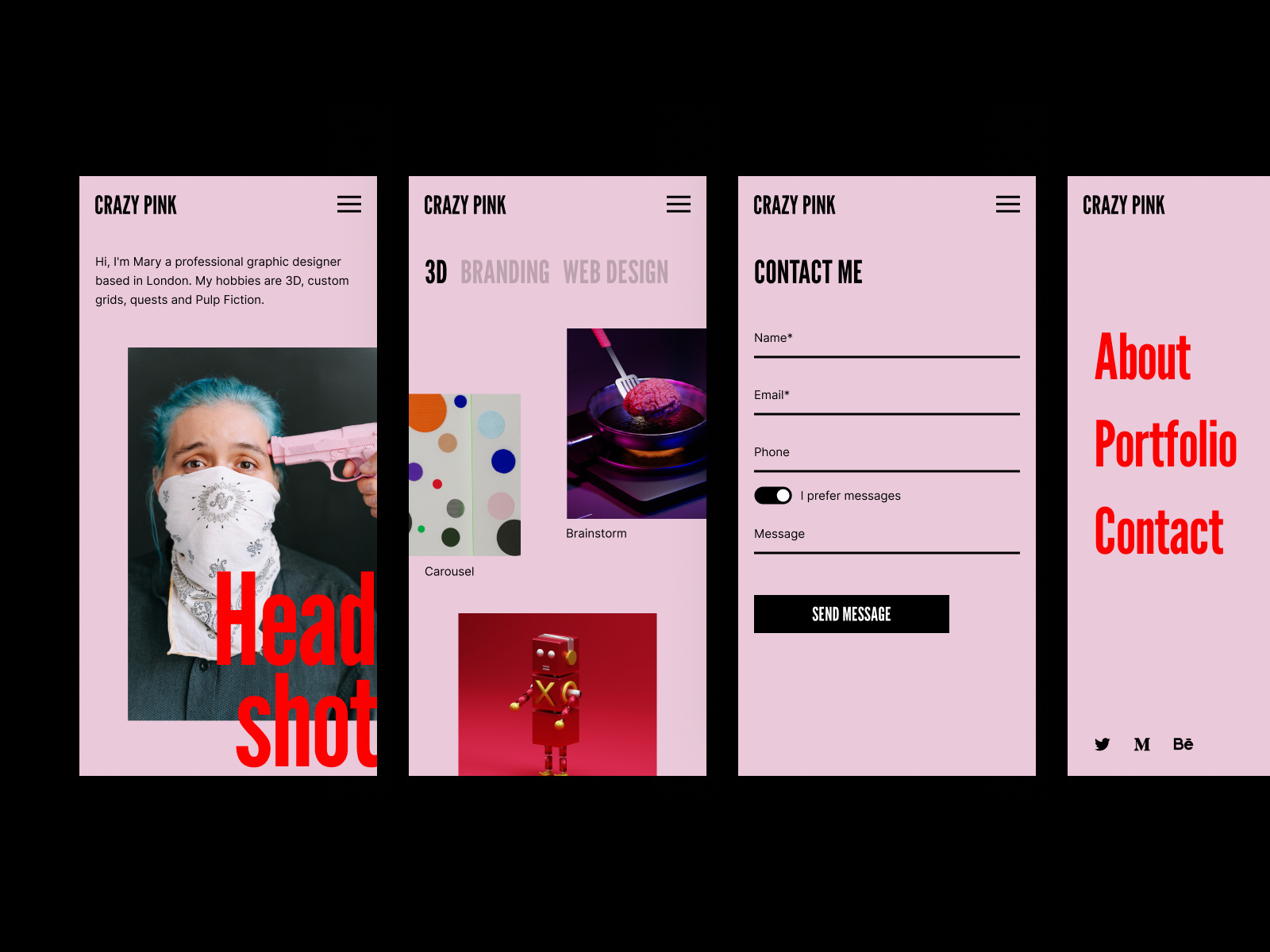 Portfolio template mobile by Evgenia Velichko on Dribbble
