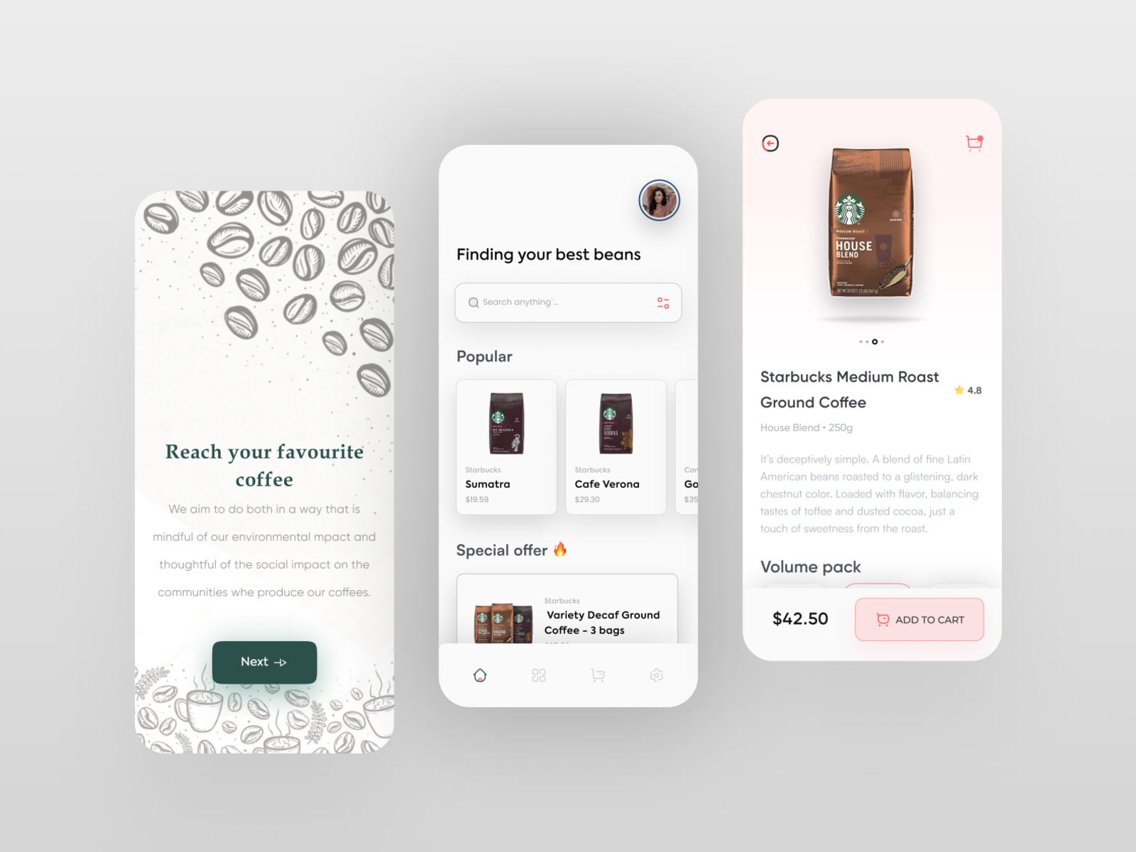 Coffee E-commerce App UI by Shivam Pednekar on Dribbble