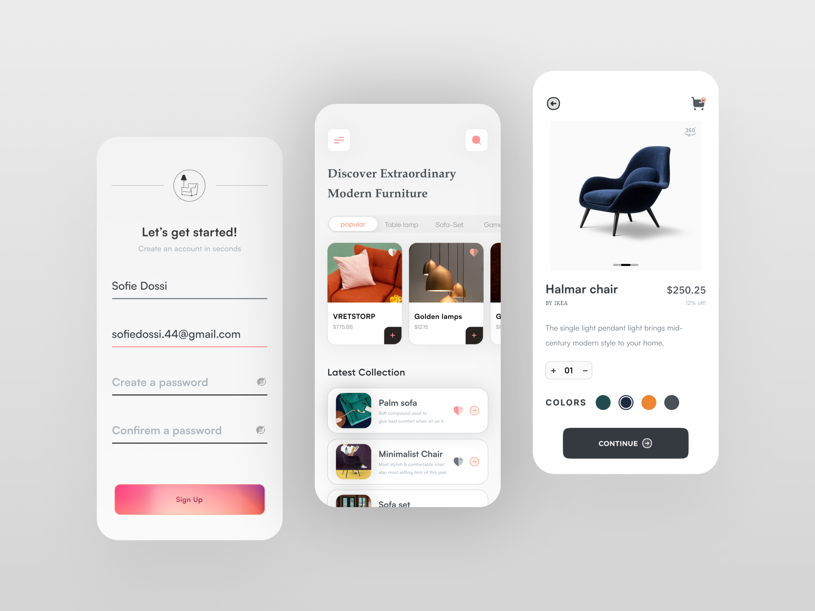 Omega — Furniture shop App UI by Shivam Pednekar on Dribbble
