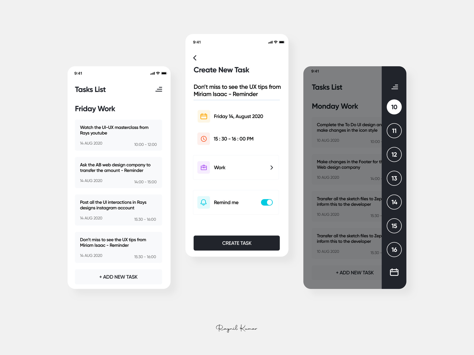 Task App UI Kit by Raynil Kumar on Dribbble