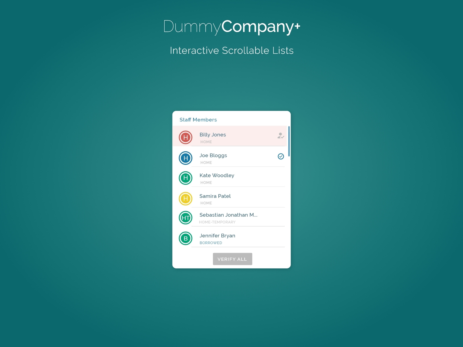 Interactive Scrollable Lists | DummyCompany+ by Zahra Siddiquia on Dribbble Interactive Scrollable Lists | DummyCompany+ by Zahra Siddiquia on Dribbble
