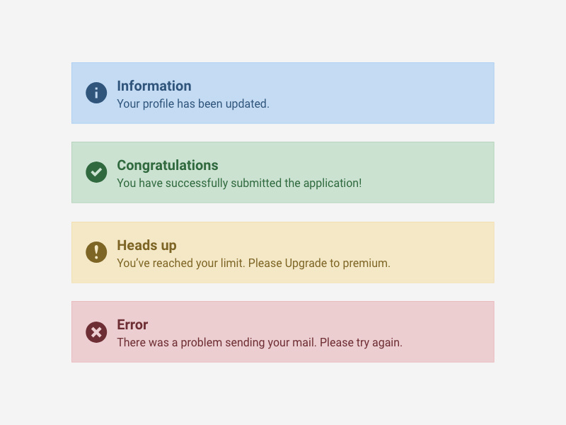 Free Notification Messages Set UI by Andy W on Dribbble