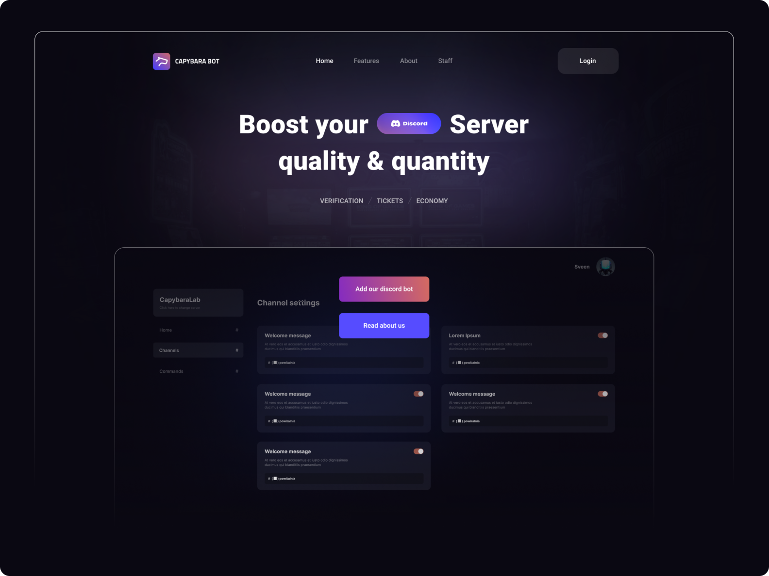 Discord Bot: Landing page by Jakub Szołtysek on Dribbble