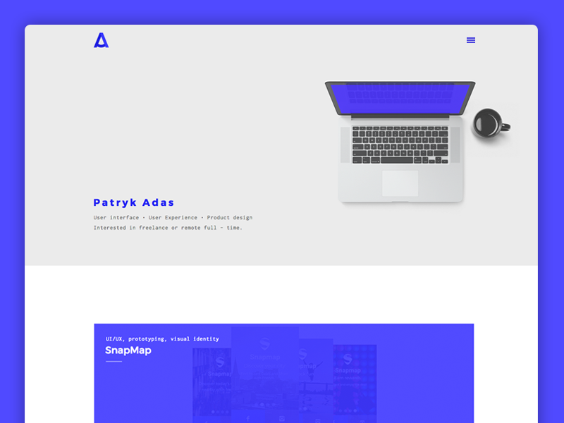 Personal website (coded) by Patryk Adaś on Dribbble