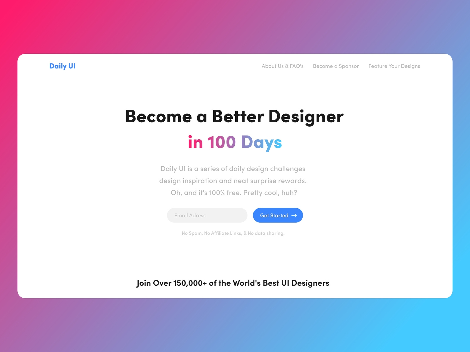 Daily UI Challenge #100 - Redesign Daily UI Landing Page by Nathalie ...