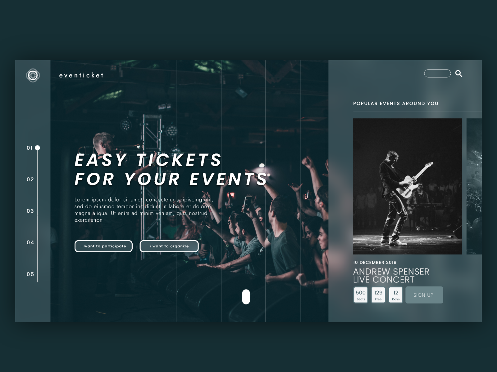 event ticketing site landing page design by Anamol Maharjan on Dribbble