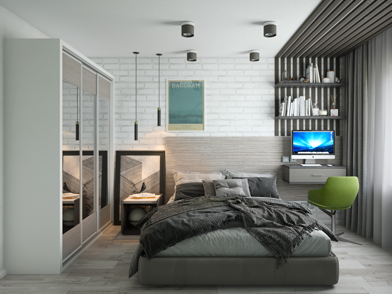 Bedroom, Interior design, 3d rendering by Zaripov Valentin on Dribbble