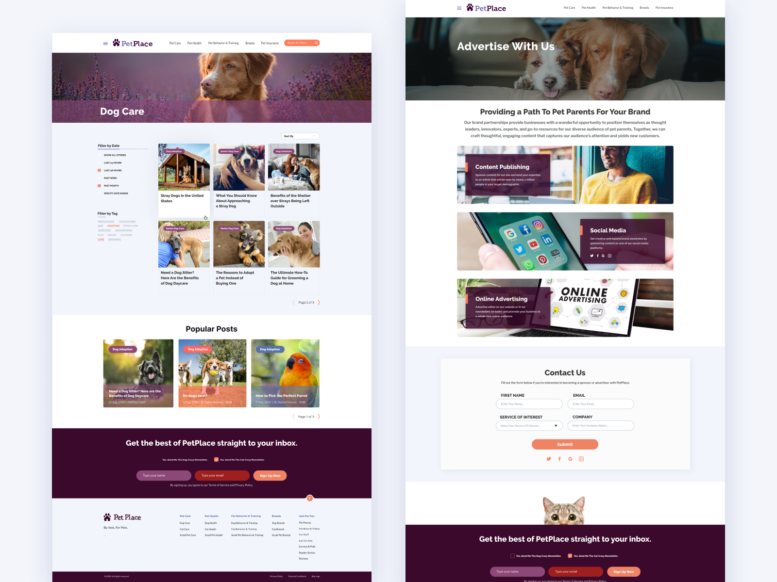 Pet Community Website by Jovana Oljaca on Dribbble