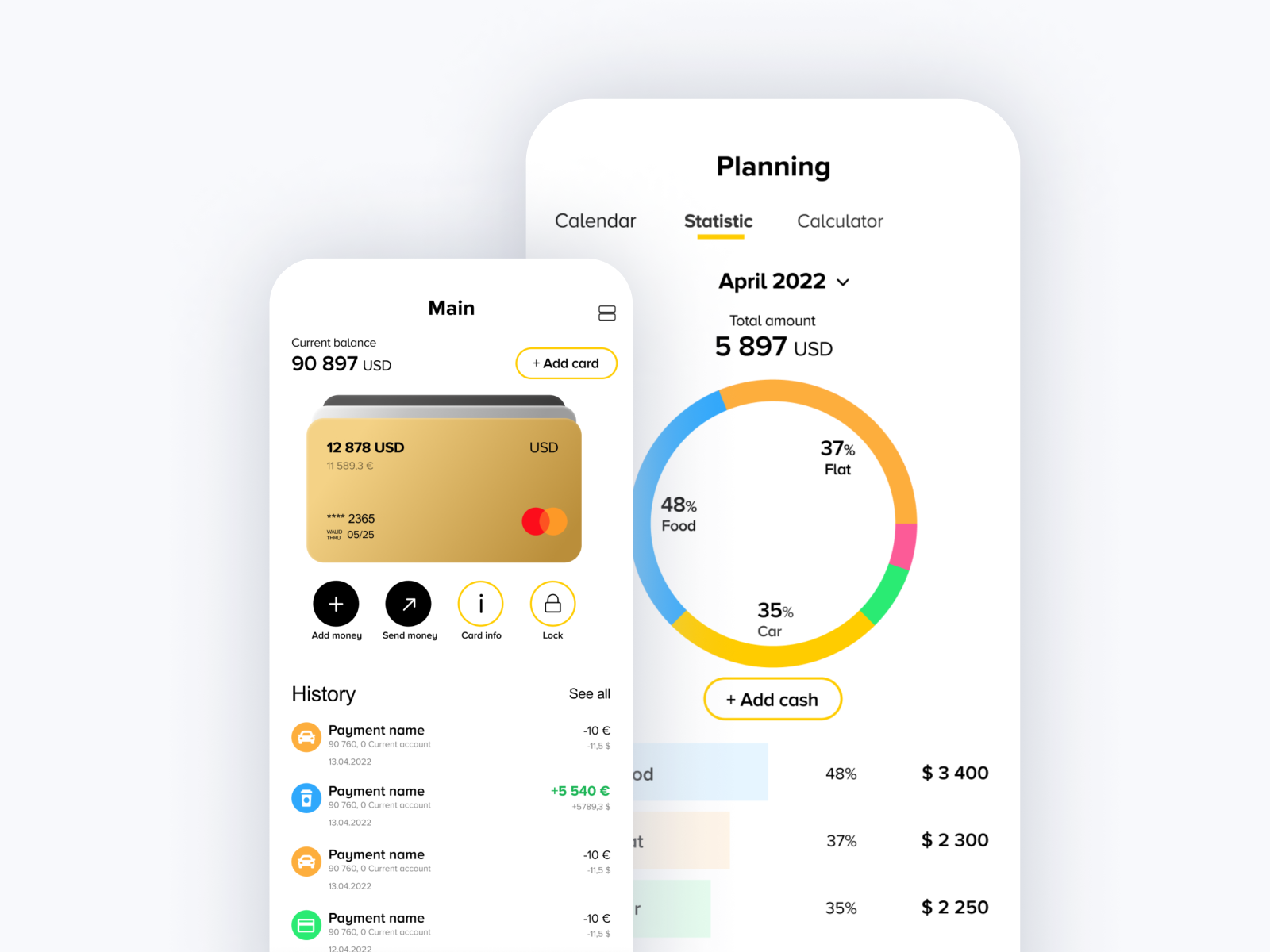 Banking app by Irina Arbuzova on Dribbble