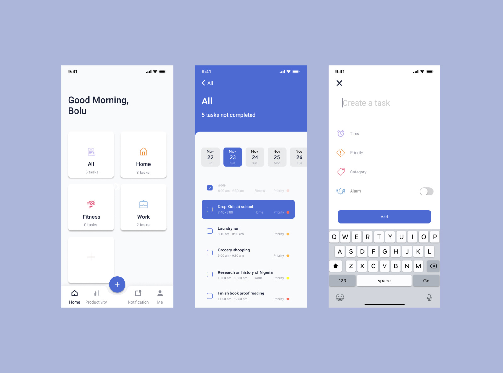 Task Manager App Interface by Boluwatife Obisanya on Dribbble