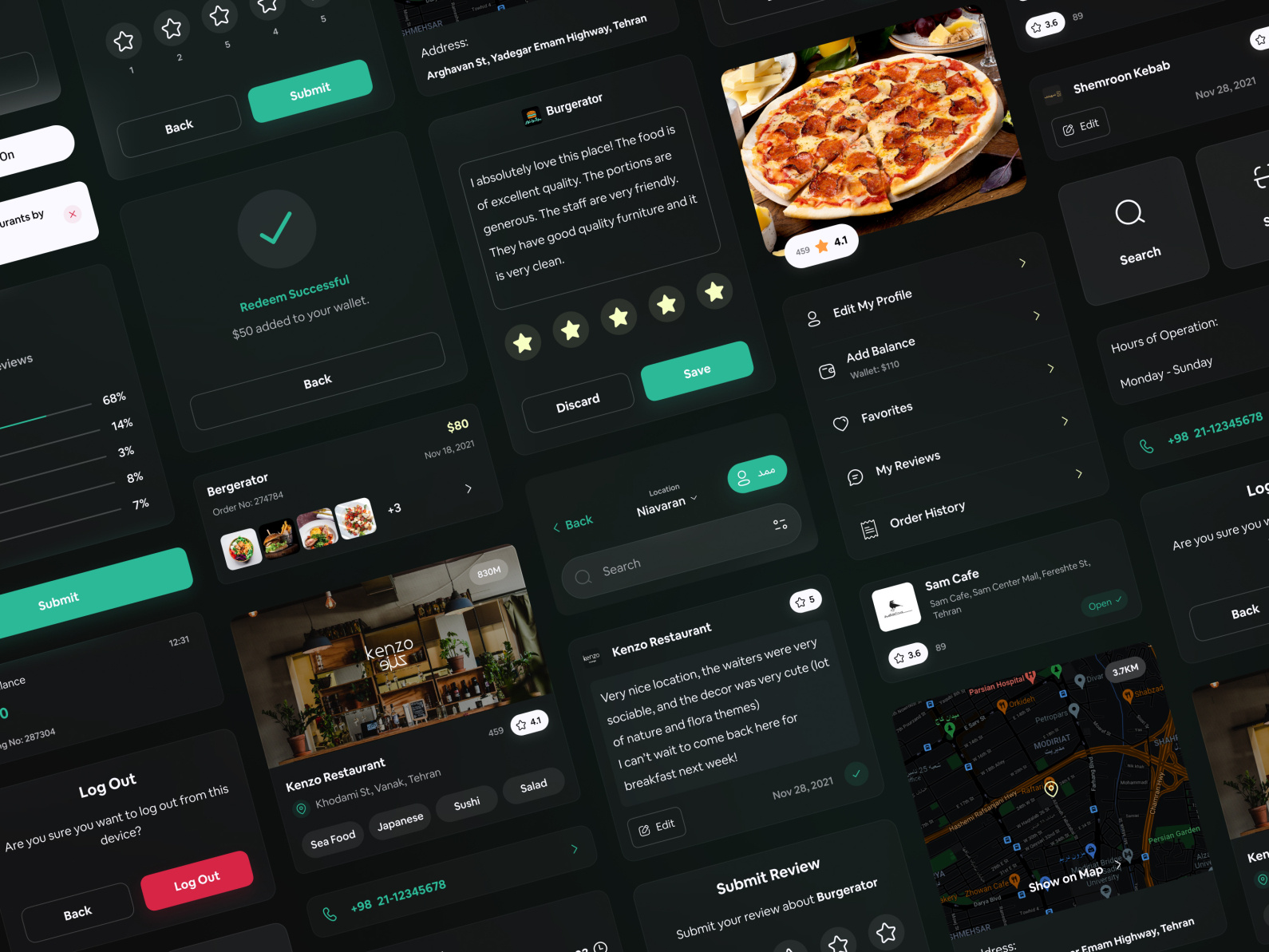 Cafe and Restaurant Mobile App Components by Ehsan Rabipour on Dribbble