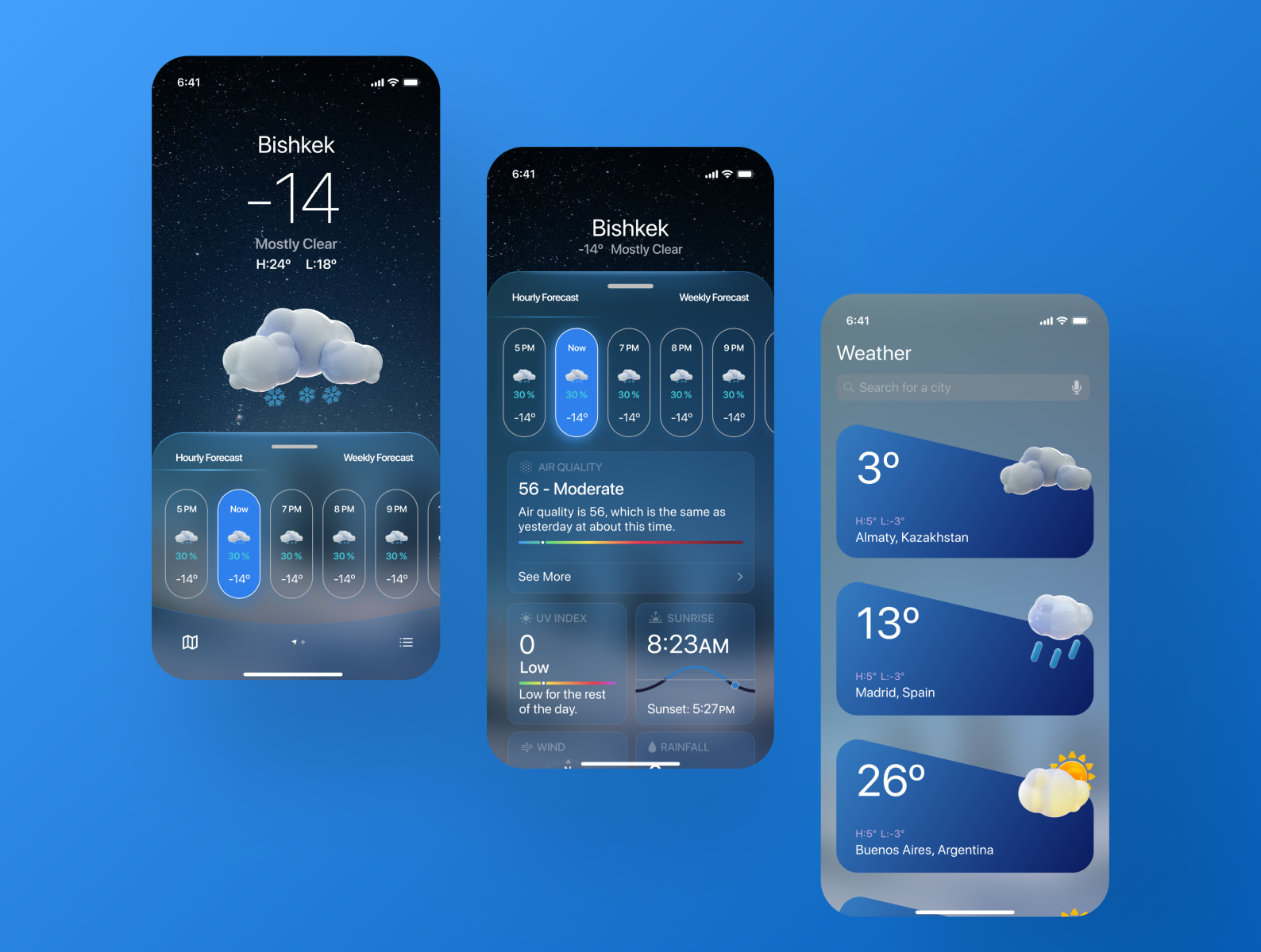 Weather App UI by Baisal Osmonov on Dribbble