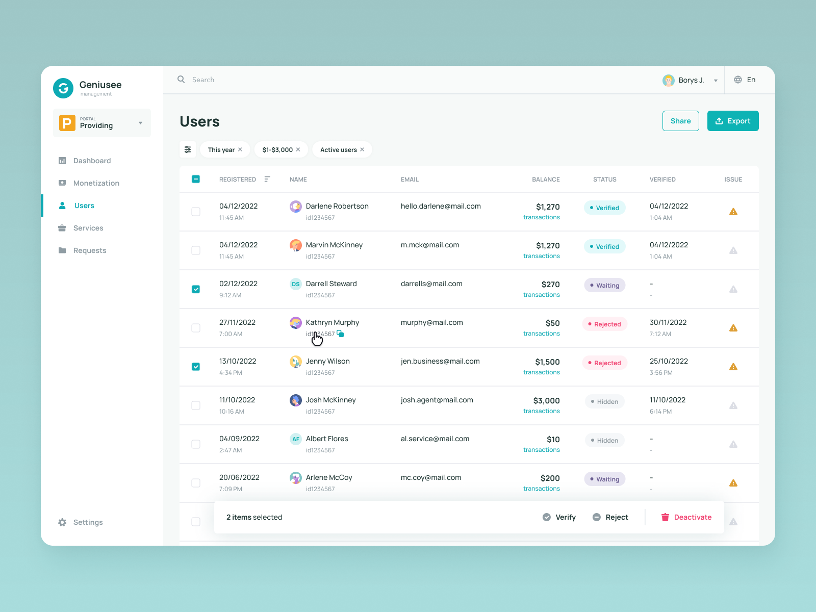 CRM - Table by Mediocrity on Dribbble