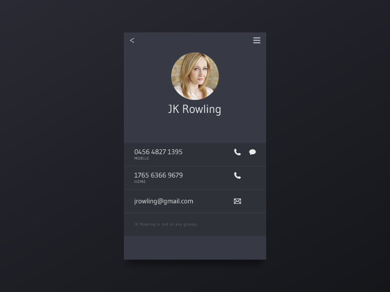 Day 025 - Contact Profile Screen by Jovana Andjelkovic on Dribbble
