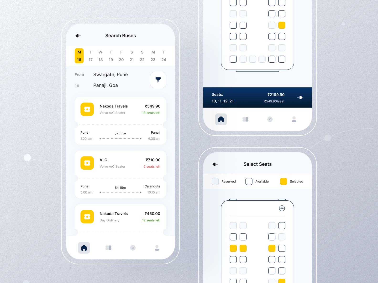 Bus Ticket Booking App - UI Design by Madhura Patgavkar on Dribbble
