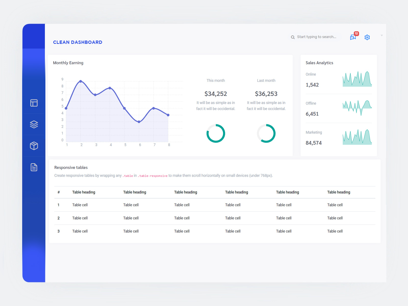 Clean Blue Dashboard by Charles Souza on Dribbble