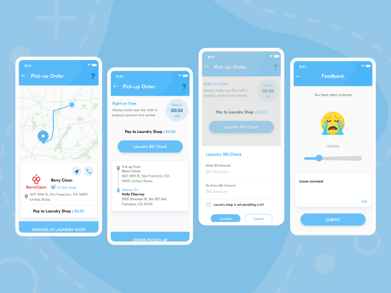 Pick up Order Screen For Laundry Delivery Boy App by PeppyOcean on Dribbble