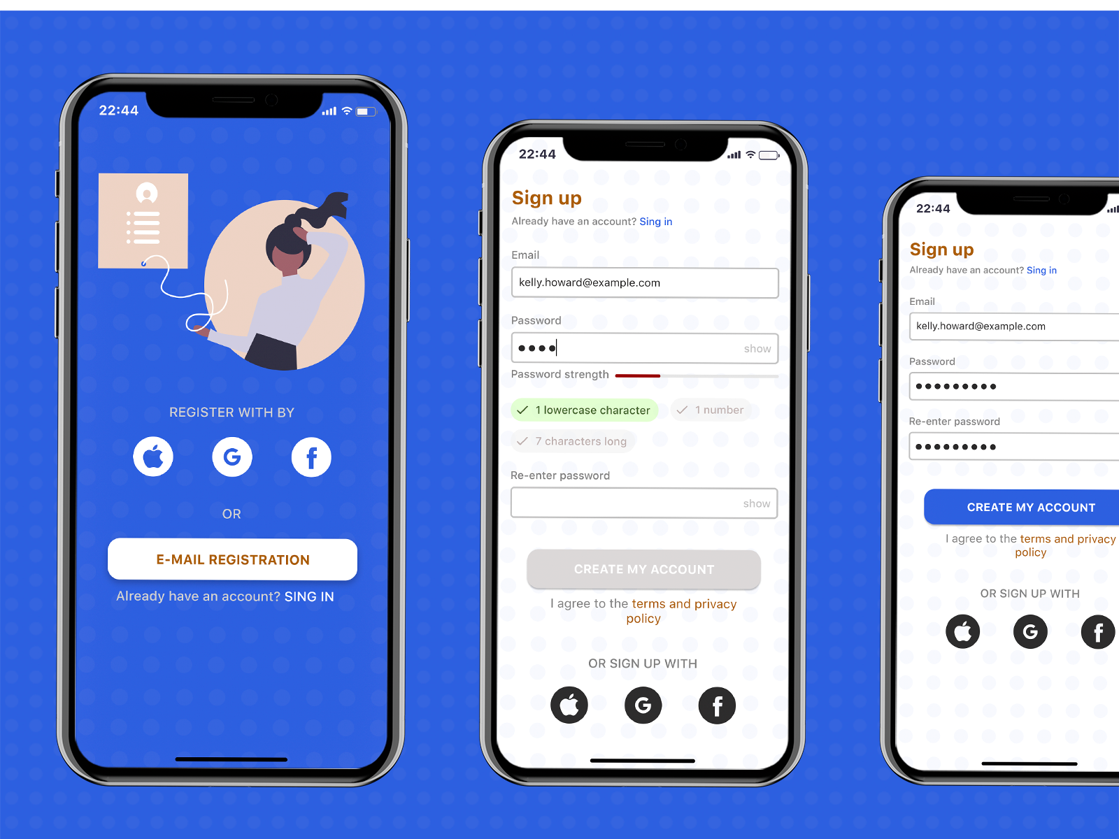 Sign Up app screen by Anastasia Pecherkina on Dribbble